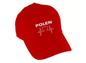 4068859229245 - multifanshop Baseballcap - Polen - Herzschlag - Druck weiß - Mütze