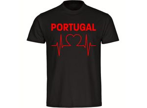 4068859229450 - multifanshop Herren T-Shirt - Portugal - Herzschlag - Druck rot - Männer