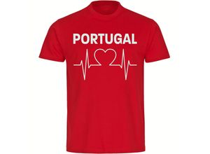 4068859229511 - multifanshop Herren T-Shirt - Portugal - Herzschlag - Druck weiß - Männer