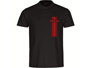4068859237363 - multifanshop Herren T-Shirt - Portugal - Streifen - Druck rot - Männer