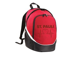 4068859194031 - multifanshop Rucksack - St Pauli - Herzschlag - Druck braun - Tasche
