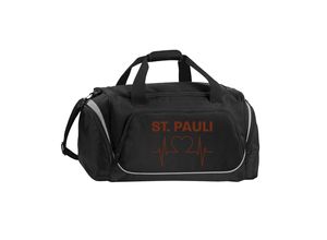 4068859194048 - multifanshop Sporttasche - St Pauli - Herzschlag - Druck braun - Tasche
