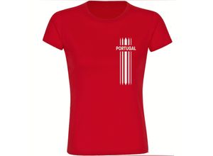 4068859237592 - multifanshop Damen T-Shirt - Portugal - Streifen - Druck weiß - Frauen