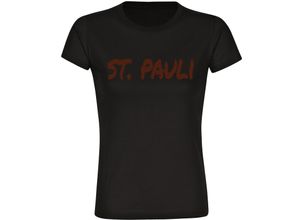 4068859523954 - multifanshop Damen T-Shirt - St Pauli - Textmarker - Druck braun - Frauen