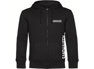 4068859582944 - multifanshop Kapuzen Sweatshirt Jacke - Sandhausen - Brust & Seite - Druck weiß - Sweat