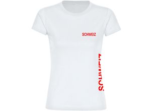 4068859214692 - multifanshop Damen T-Shirt - Schweiz - Brust & Seite - Druck rot - Frauen