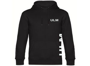 4068859585471 - multifanshop Kapuzen Sweatshirt - Ulm - Brust & Seite - Druck weiß - Hoodie
