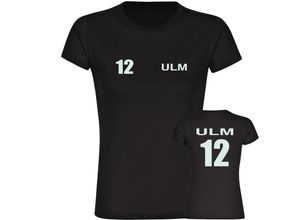 4068859586584 - multifanshop Damen T-Shirt - Ulm - Trikot Nummer 12 - Druck weiß - Frauen