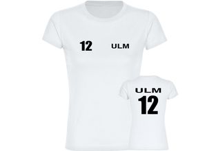 4068859586638 - multifanshop Damen T-Shirt - Ulm - Trikot Nummer 12 - Druck schwarz - Frauen