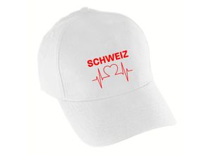 4068859231514 - multifanshop Baseballcap - Schweiz - Herzschlag - Druck rot - Mütze