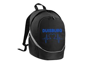4068859037284 - multifanshop Rucksack - Duisburg - Herzschlag - Druck blau - Tasche