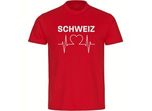 4068859230968 - multifanshop Kinder T-Shirt - Schweiz - Herzschlag - Druck weiß - Kind
