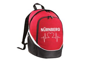 4068859117245 - multifanshop Rucksack - Nürnberg - Herzschlag - Druck weiß - Tasche