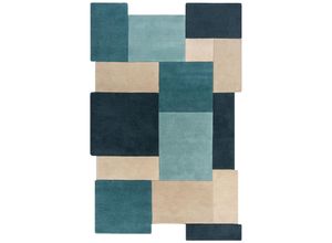 4255632532498 - Handgetufteter Wollteppich Thames Eva - Geometrisch & Modern Farbe Türkis 120x180 cm Kadima Design