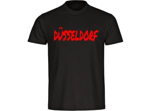 4068859528317 - multifanshop Herren T-Shirt - Düsseldorf - Textmarker - Druck rot - Männer