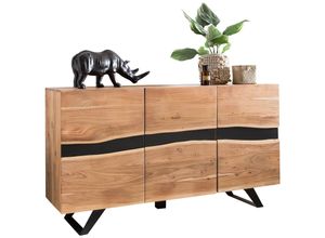 4255632531651 - Massiv-Holz Akazie Sideboard 148x85x43 cm Natur Baumkante Landhaus-Stil