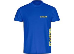 4068859491048 - multifanshop Herren T-Shirt - Schweden - Brust & Seite - Druck gelb - Männer