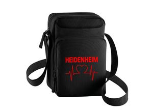 4068859109219 - multifanshop Umhängetasche - Heidenheim - Herzschlag - Druck rot - Tasche
