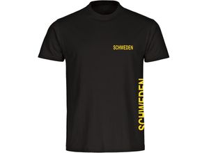4068859490973 - multifanshop Herren T-Shirt - Schweden - Brust & Seite - Druck gelb - Männer
