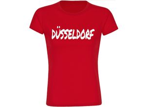 4068859528904 - multifanshop Damen T-Shirt - Düsseldorf - Textmarker - Druck weiß - Frauen