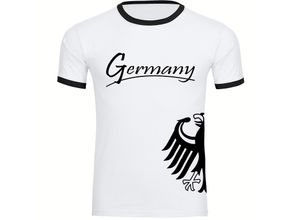 4068859367657 - multifanshop Kontrast T-Shirt - Germany - Adler seitlich - Druck schwarz - Männer