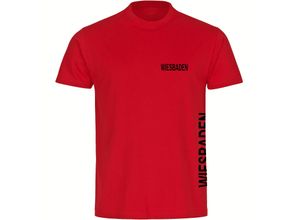4068859594374 - multifanshop Herren T-Shirt - Wiesbaden - Brust & Seite - Druck schwarz - Männer