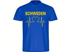 4068859491680 - multifanshop Herren T-Shirt - Schweden - Herzschlag - Druck gelb - Männer