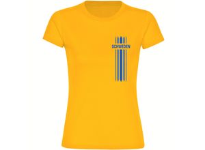 4068859492717 - multifanshop Damen T-Shirt - Schweden - Streifen - Druck blau - Frauen