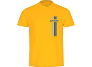 4068859491888 - multifanshop Herren T-Shirt - Schweden - Streifen - Druck blau - Männer