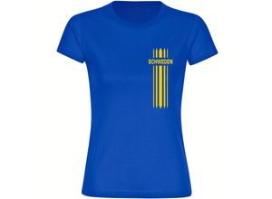 4068859492656 - multifanshop Damen T-Shirt - Schweden - Streifen - Druck gelb - Frauen