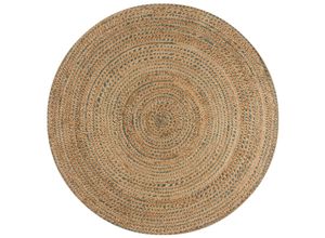 4255632536557 - Handgewebter Jute-Teppich in Naturtönen Eden Farbe Braun-Blau 180x180 cm Kadima Design