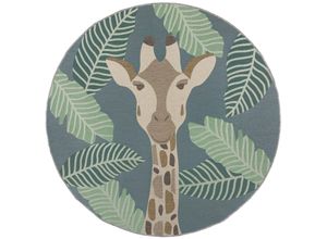 4255632533853 - Outdoor-Teppich mit Giraffenmotiv Kreisrunder Safari-Spielteppich Yealm Vince 160x160 cm Kadima Design
