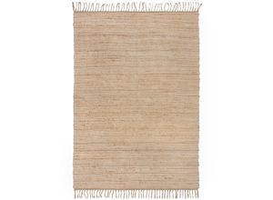 4255632536632 - Handgewebter Teppich mit Fransen in Beige Conwy - Natürlich & Stilvoll 120x170 cm Kadima Design 4255632536632 - Handgewebter Teppich mit Fransen in Beige Conwy - Natürlich & Stilvoll 120x170 cm Kadima Design