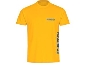 4068859493103 - multifanshop Kinder T-Shirt - Schweden - Brust & Seite - Druck blau - Kind