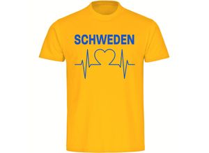 4068859493264 - multifanshop Kinder T-Shirt - Schweden - Herzschlag - Druck blau - Kind