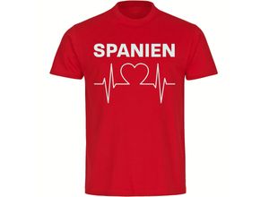 4068859231811 - multifanshop Herren T-Shirt - Spanien - Herzschlag - Druck weiß - Männer