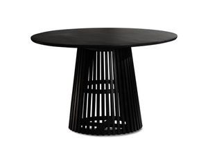4255632561863 - Runder Esstisch Modern mit Lamellengestell 120 cm Mangoholz Massiv Matt-Schwarz Handgefertigt für 4 Personen Lofoten Kollektion Kadima Design 4255632561863 - Runder Esstisch Modern mit Lamellengestell 120 cm Mangoholz Massiv Matt-Schwarz Handgefertigt für 4 Personen Lofoten Kollektion Kadima Design