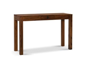 4255632563195 - Schreibtisch Kompakt 118x40x76cm Sheesham Massivholz Dunkelbraun Platzsparend mit Schublade Handgefertigt & Modern Büro Kadima Design