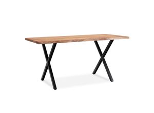 4255632563522 - Computertisch Akazie Standard 140x80 Massivholz Goldbraun-Schwarz Baumkante X-Beine Home Office Kreta Kollektion Kadima Design 4255632563522 - Computertisch Akazie Standard 140x80 Massivholz Goldbraun-Schwarz Baumkante X-Beine Home Office Kreta Kollektion Kadima Design
