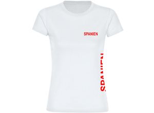 4068859215934 - multifanshop Damen T-Shirt - Spanien - Brust & Seite - Druck rot - Frauen