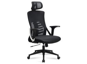 4255632561474 - Bürostuhl Ergonomisch mit Mesh-Netzgewebe 65x65x123 cm Drehbar Schwarz-Silber 4-Fach Lordose & Kopfstütze Astra Kollektion Kadima Design 4255632561474 - Bürostuhl Ergonomisch mit Mesh-Netzgewebe 65x65x123 cm Drehbar Schwarz-Silber 4-Fach Lordose & Kopfstütze Astra Kollektion Kadima Design