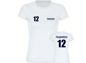 4068859308650 - multifanshop Damen T-Shirt - Frankreich - Trikot Nummer 12 - Druck navi - Frauen