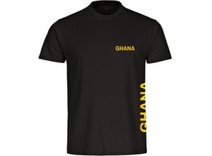 4068859311933 - multifanshop Herren T-Shirt - Ghana - Brust & Seite - Druck gelb - Männer