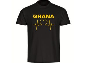 4068859312633 - multifanshop Herren T-Shirt - Ghana - Herzschlag - Druck gelb - Männer