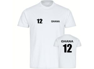 4068859312190 - multifanshop Herren T-Shirt - Ghana - Trikot Nummer 12 - Druck schwarz - Männer