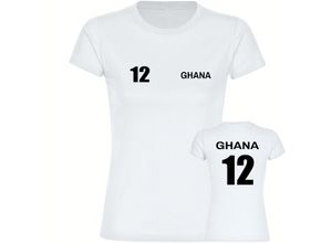 4068859313159 - multifanshop Damen T-Shirt - Ghana - Trikot Nummer 12 - Druck schwarz - Frauen