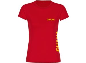 4068859313036 - multifanshop Damen T-Shirt - Ghana - Brust & Seite - Druck gelb - Frauen