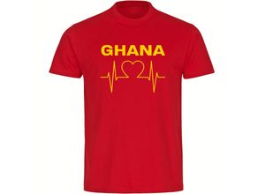 4068859312695 - multifanshop Herren T-Shirt - Ghana - Herzschlag - Druck gelb - Männer