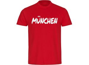 4068859538071 - multifanshop Herren T-Shirt - München rot - Textmarker - Druck weiß - Männer