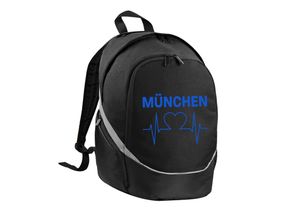4068859040703 - multifanshop Rucksack - München blau - Herzschlag - Druck blau - Tasche